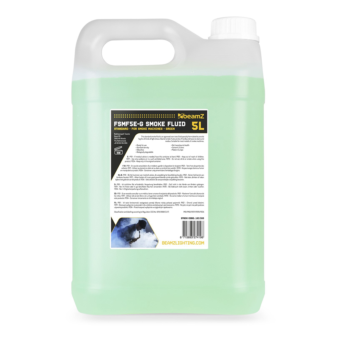 BeamZ FSMF5E-G standaard rookvloeistof - Groen - 5L kopen? | Stage Roads
