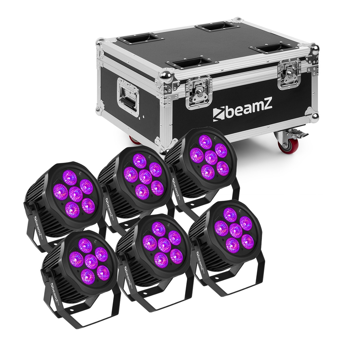 BeamZ Pro WBP612IP Accu Spot set van 6x WBP612IP in FCBP6 flightcase ...