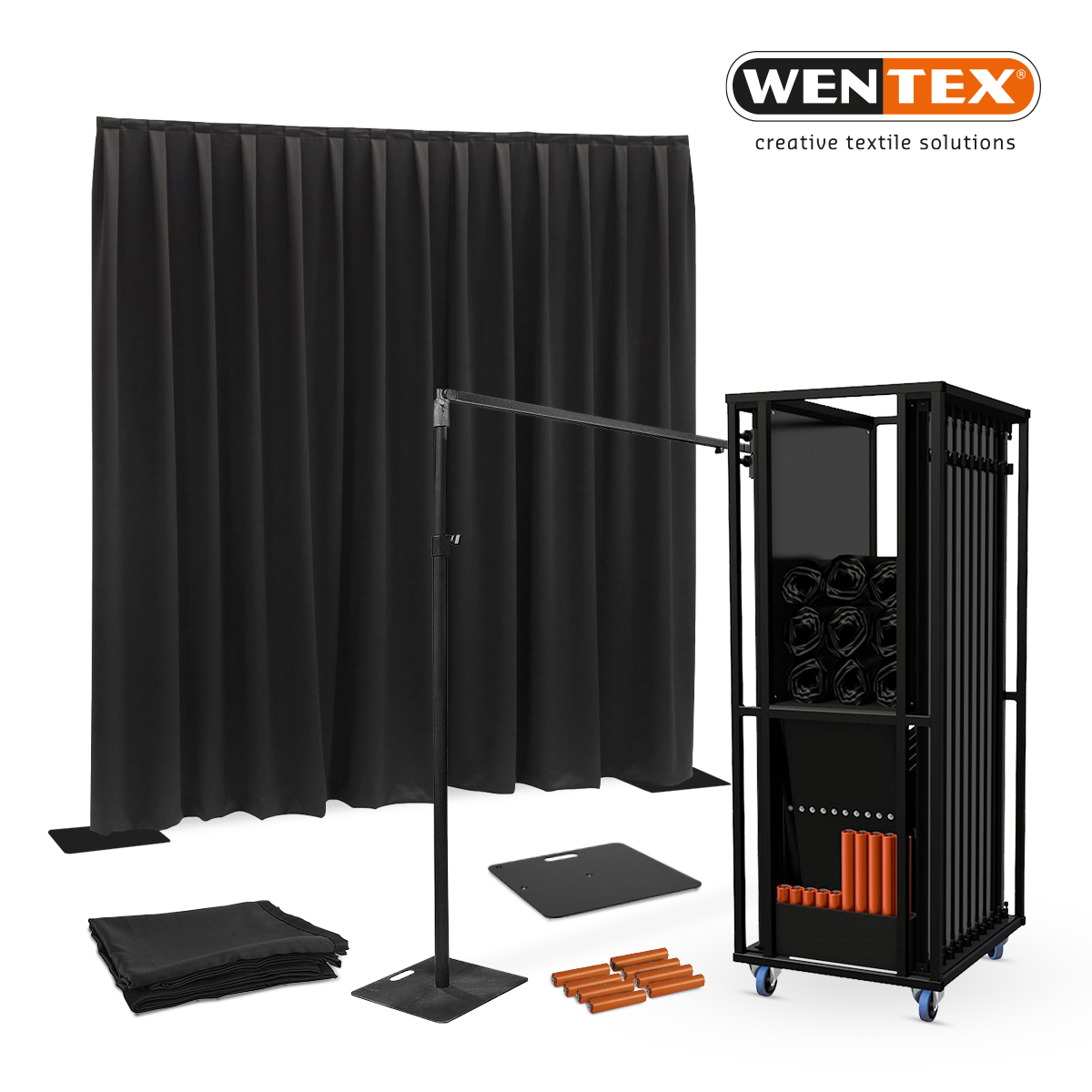 WENTEX® Pipe & Drape set – 27 meter systeem + gordijnen en trolley ...