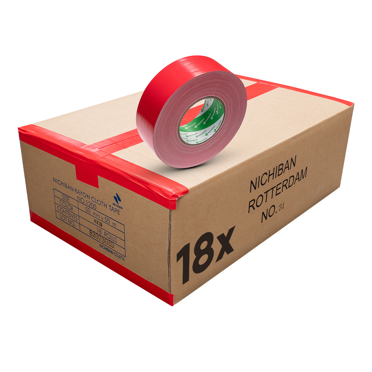 18x Nichiban® Gaffa Tape 50m rol 50mm rood kopen? | Stage Roads