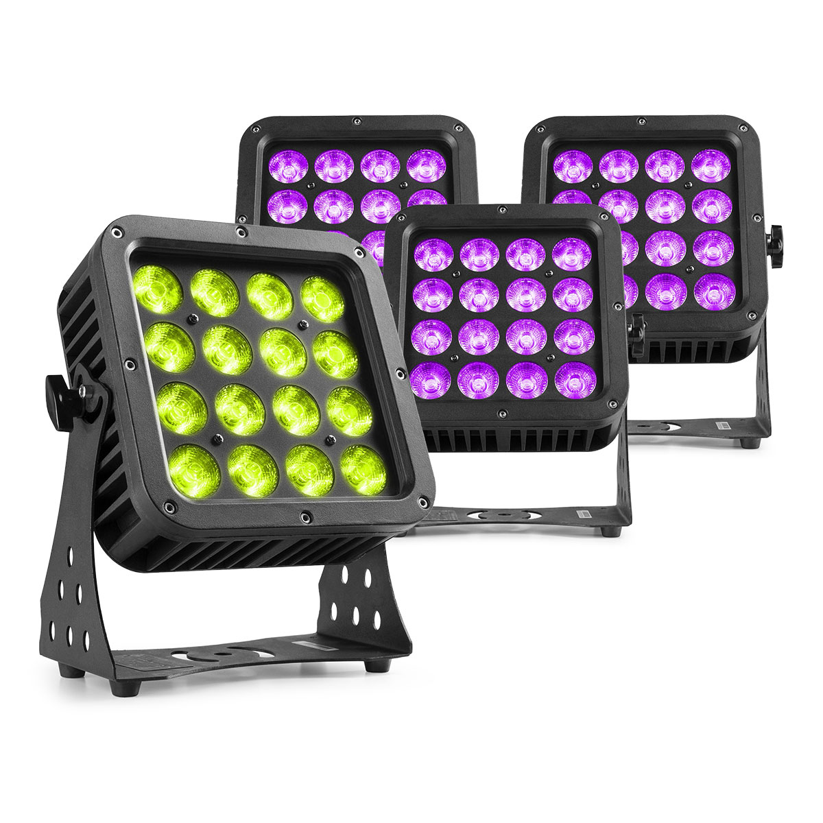 BeamZ Set van 4 StarColor128 outdoor LED floodlights - 16x 8W RGBW ...